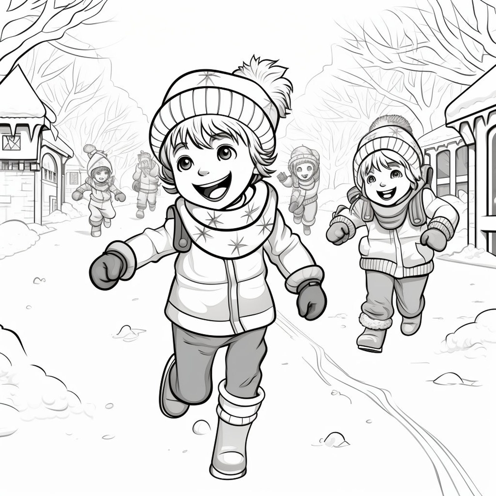 Snow Day Coloring Book: 25 Grayscale Pages (PDF Printable) - Etsy