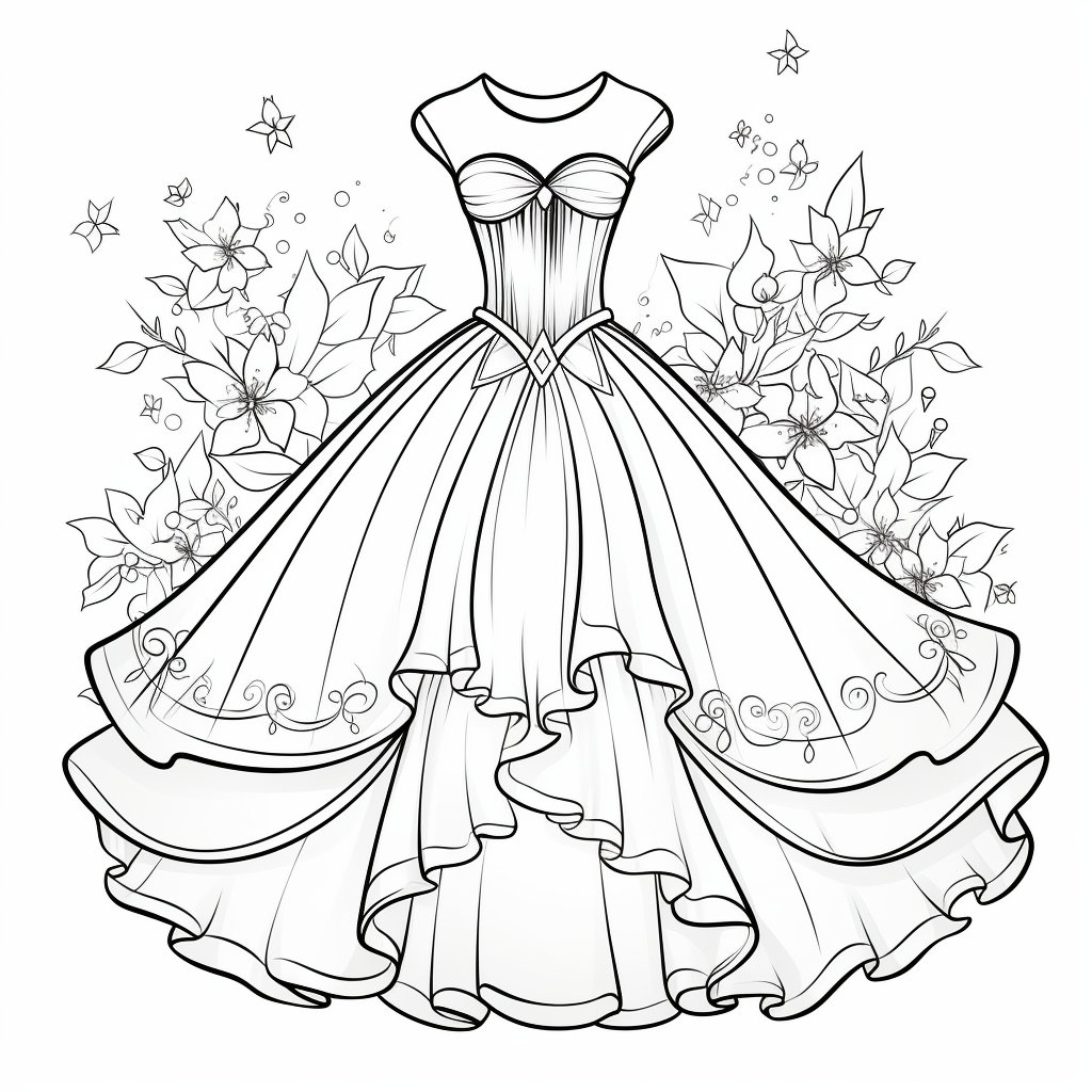 Pretty Dresses Coloring Book: 30 Grayscale Pages (PDF Printable) - Etsy ...