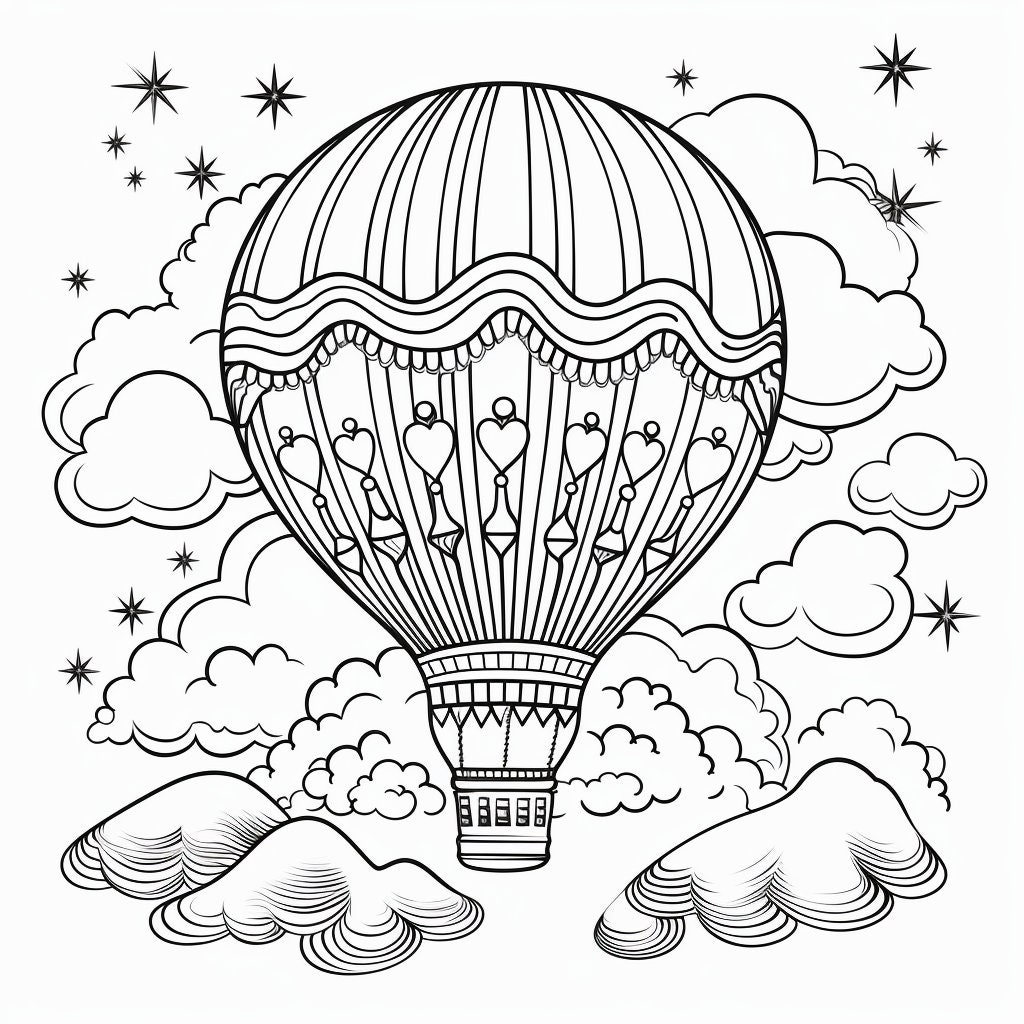 30 Hot Air Balloon Coloring Book Pages, Coloring Pages for Kids and ...