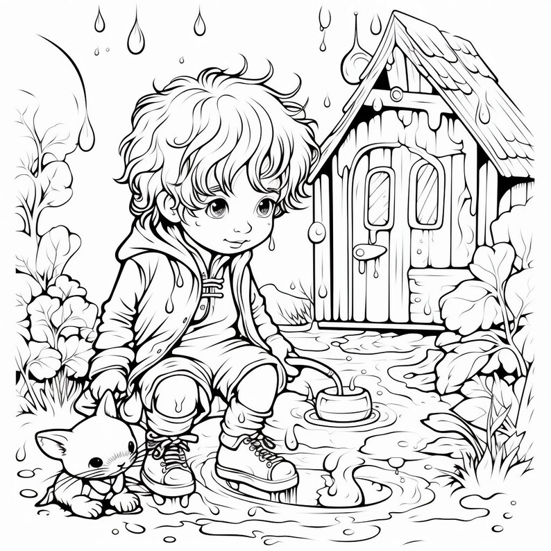 20 Rainy Day Coloring Book Pages, Coloring Pages for Kids and Adults ...