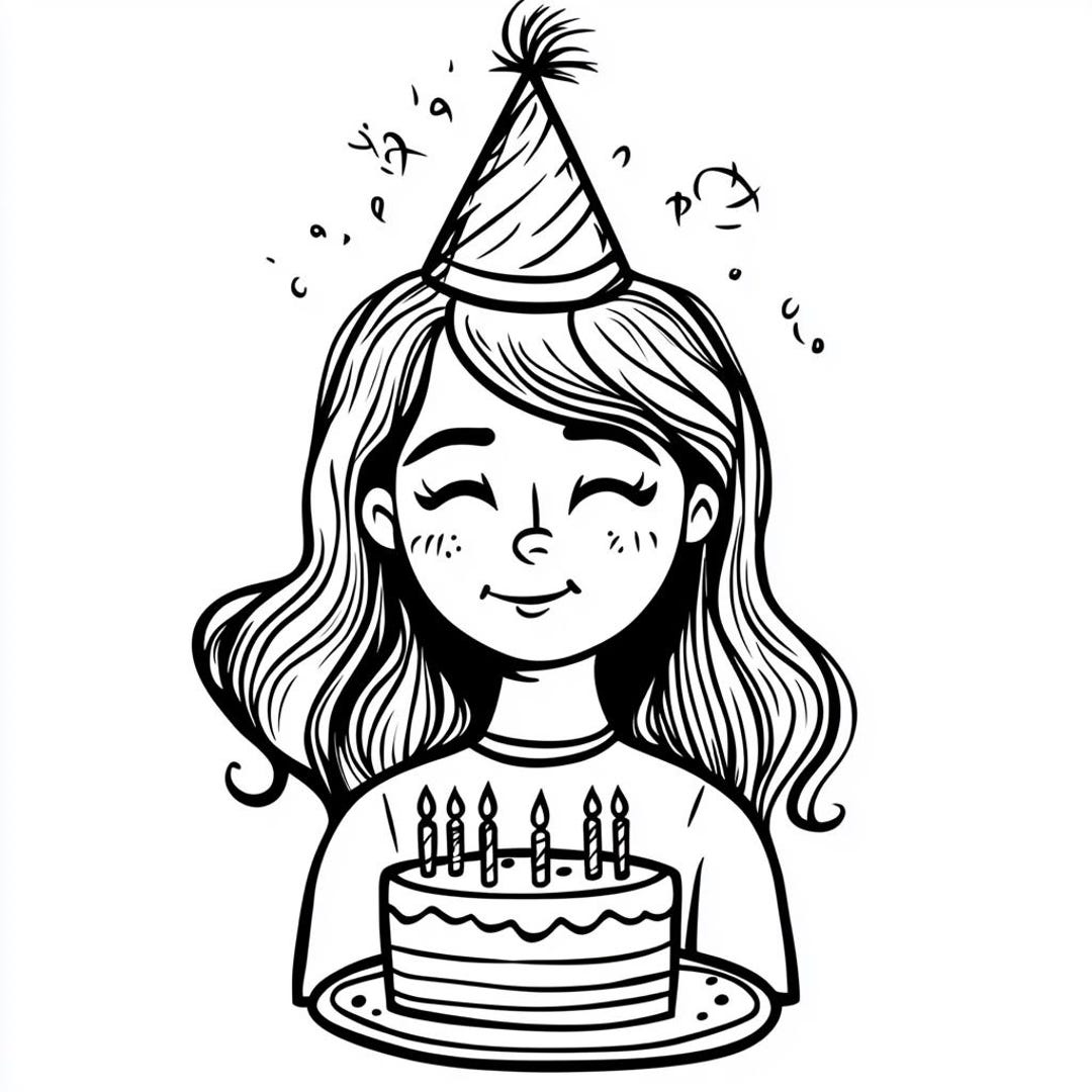Birthday Coloring Book: 20 Grayscale Pages for Kids & Adults (PDF ...