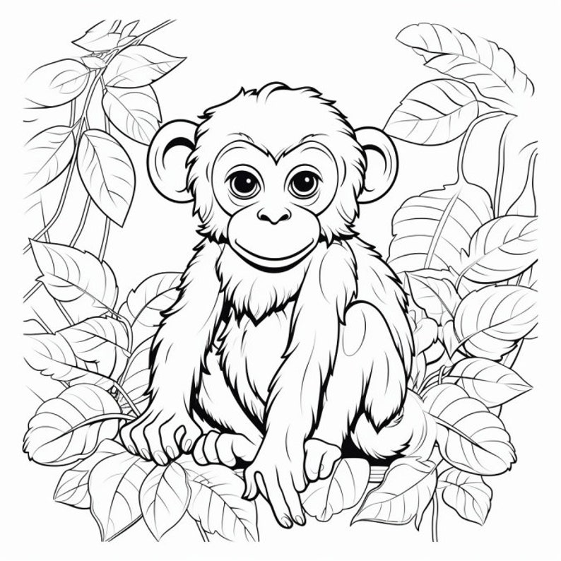 Jungle Animals Coloring Book: 35 Grayscale Pages (PDF Printable) - Etsy