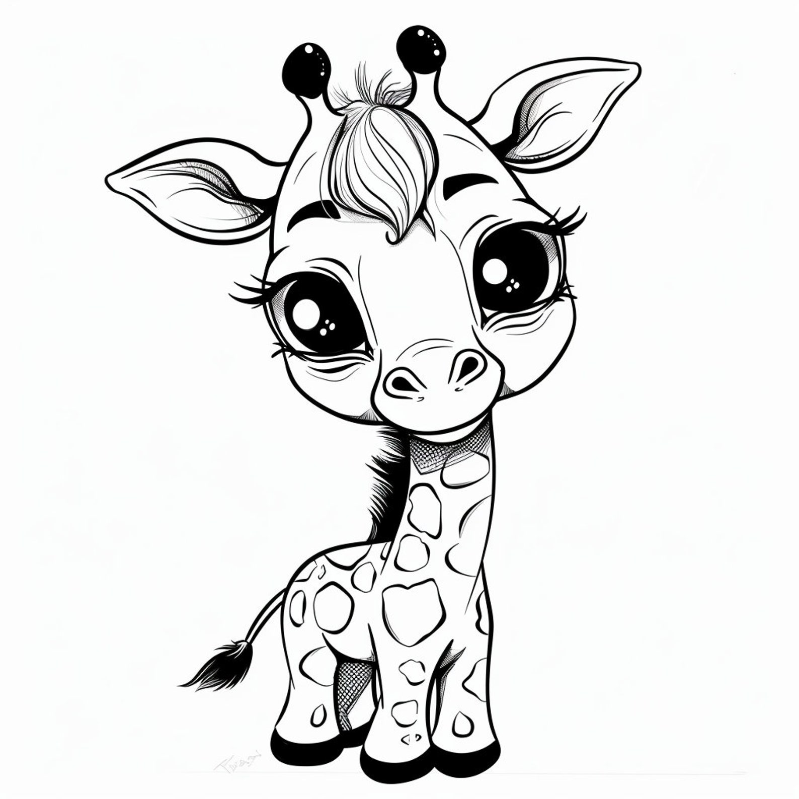 45 Chibi Animals Coloring Book Pages: Grayscale Printable (PDF Download ...