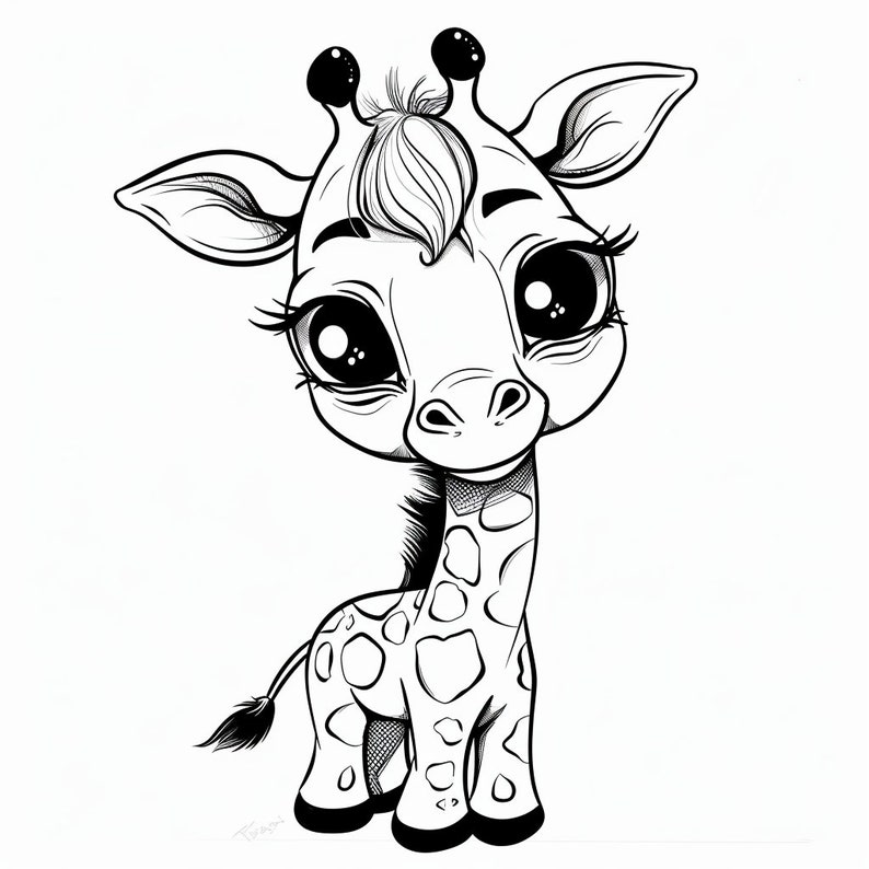 45 Chibi Animals Coloring Book Pages: Grayscale Printable (PDF Download ...