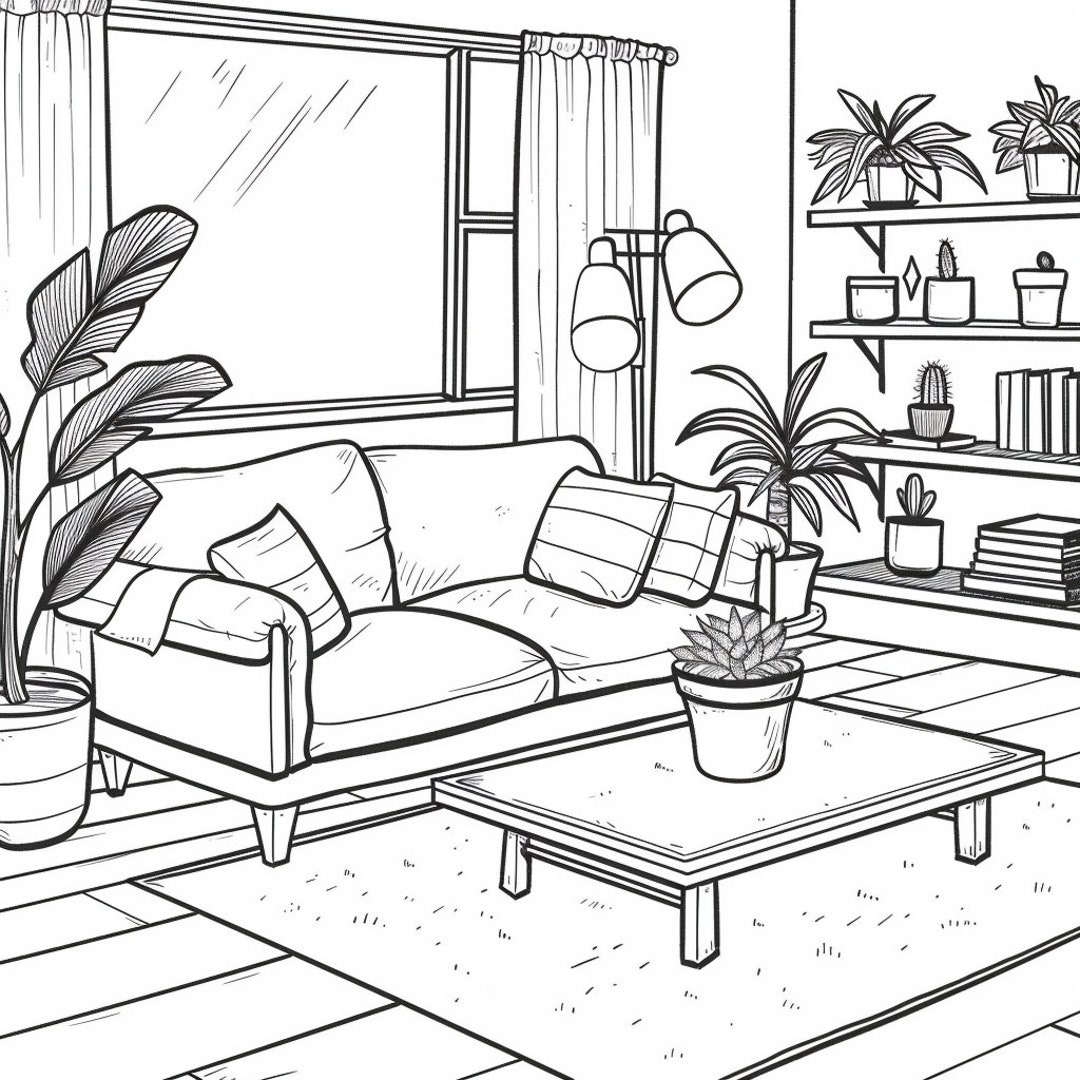 21 Aesthetic Room Coloring Book Pages, Coloring Pages for Kids and ...