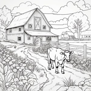 Farm Animals Coloring Book: 20 Grayscale Pages (PDF Printable) - Etsy