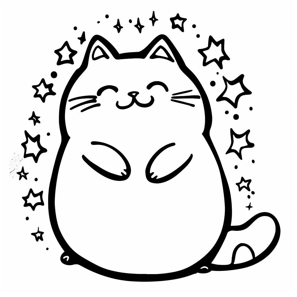 Chunky Cats Coloring Book: 20 Grayscale Pages (PDF Printable) - Etsy