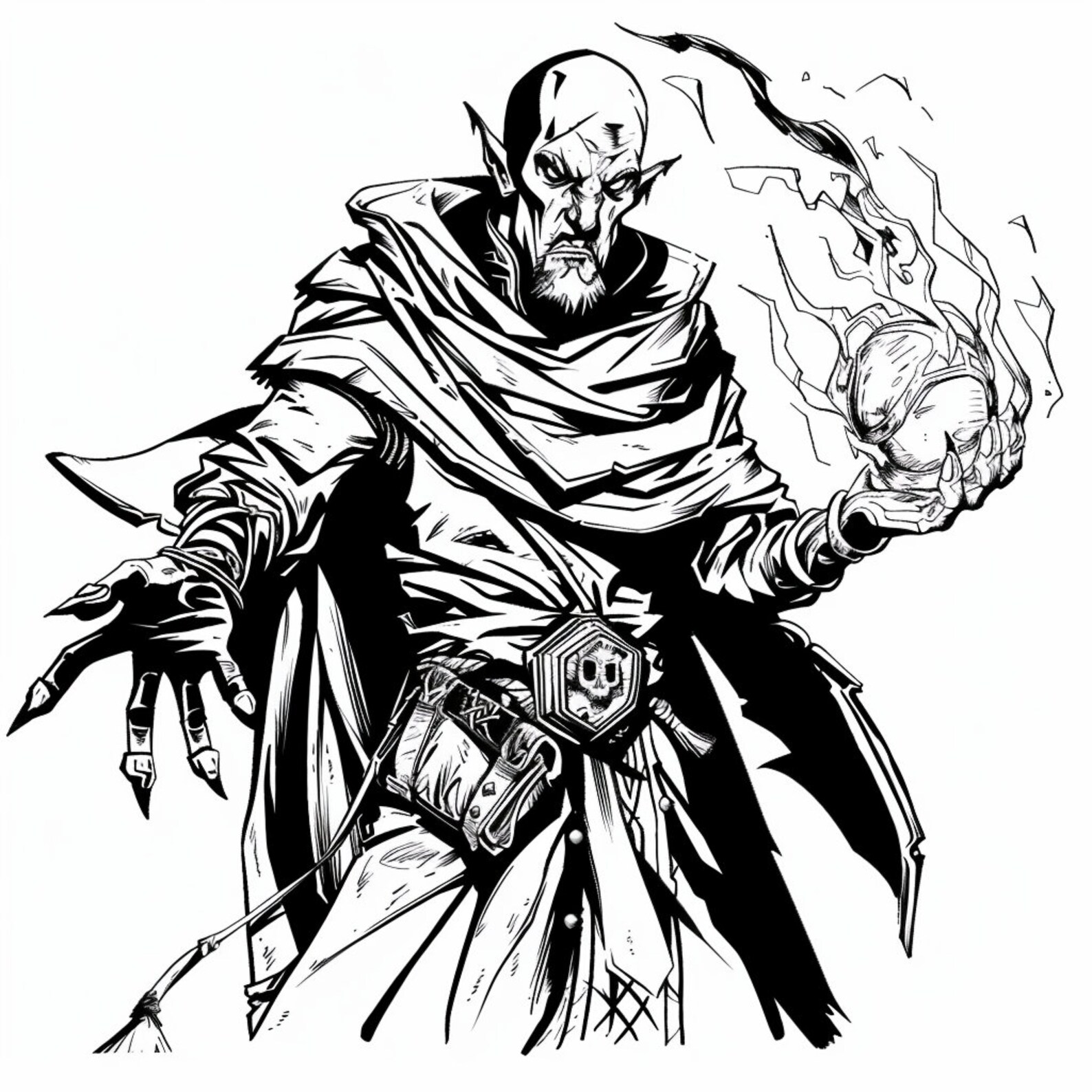 Wizard Coloring Book: Grayscale Warlock Art (PDF Printable) - Etsy