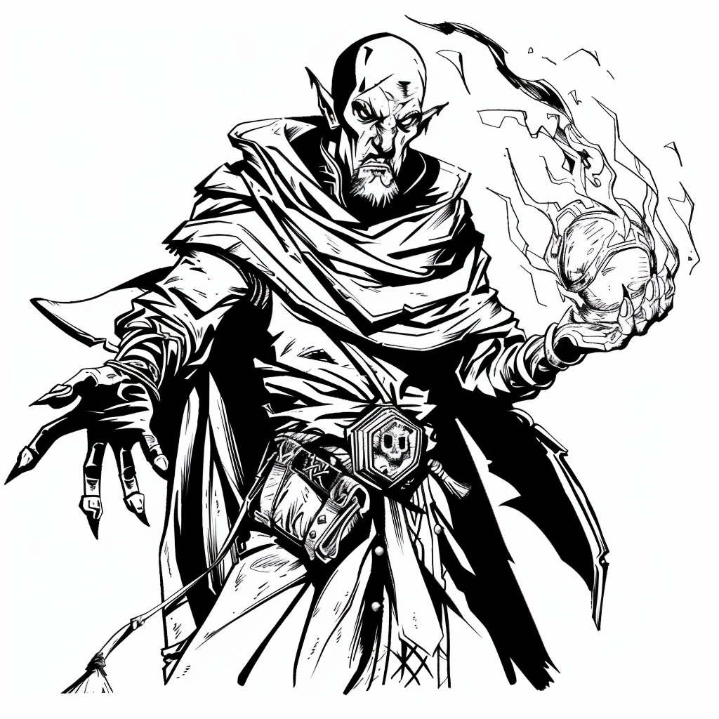 Wizard Coloring Book: Grayscale Warlock Art (PDF Printable) - Etsy