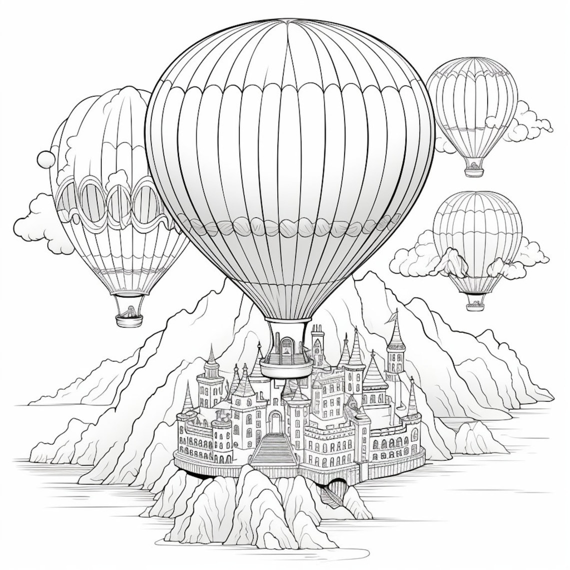 30 Hot Air Balloon Coloring Book Pages, Coloring Pages for Kids and ...