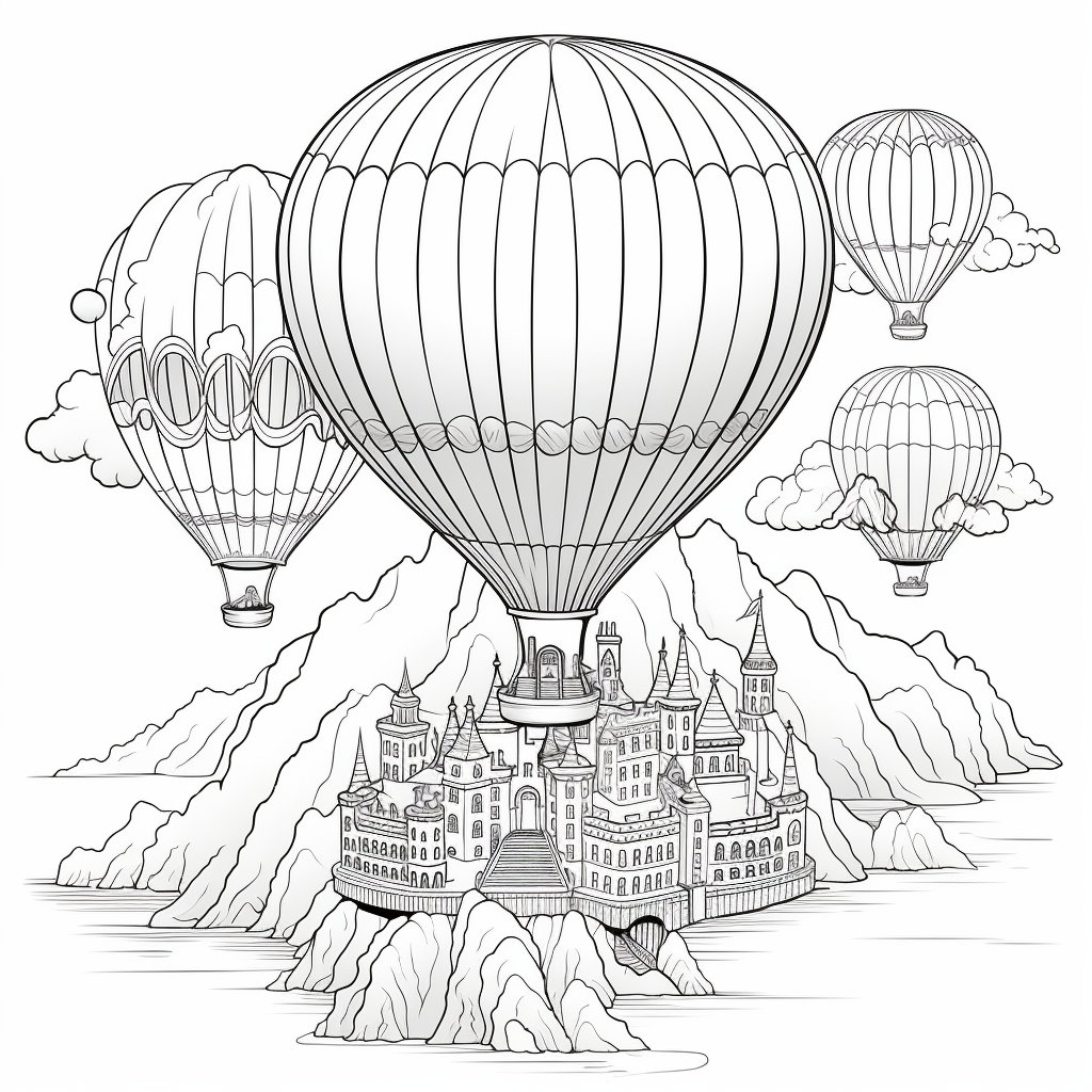 30 Hot Air Balloon Coloring Book Pages, Coloring Pages for Kids and ...