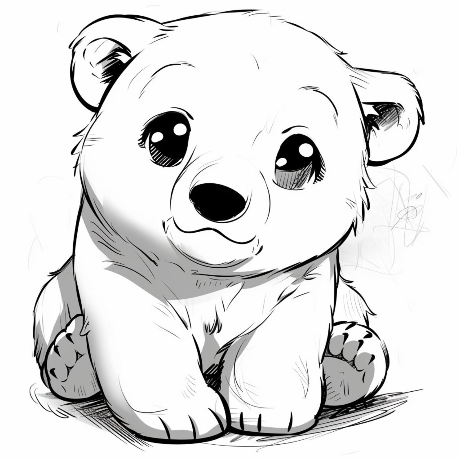 45 Chibi Animals Coloring Book Pages: Grayscale Printable (PDF Download ...