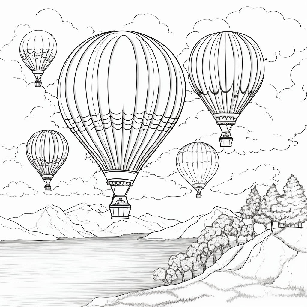 30 Hot Air Balloon Coloring Book Pages, Coloring Pages for Kids and ...