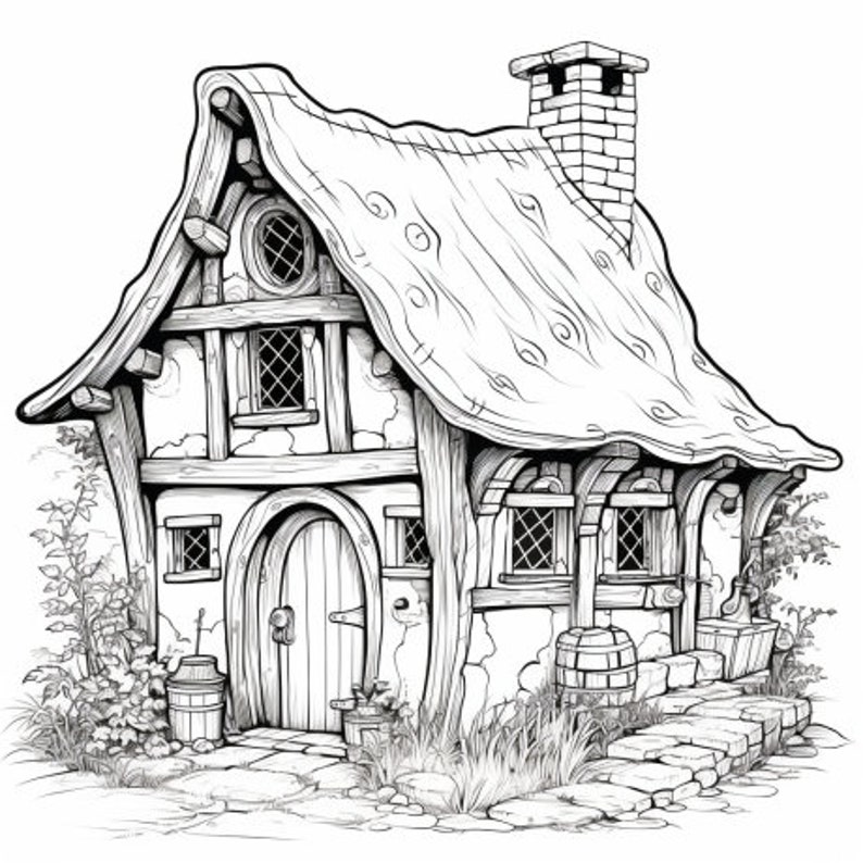 35 Cozy Cottage Coloring Book Pages, Coloring Pages for Kids and Adults ...