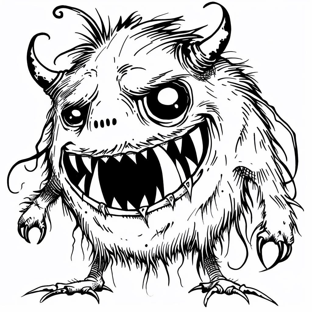 25 Scary Monster Coloring Book Pages, Coloring Pages for Adults ...