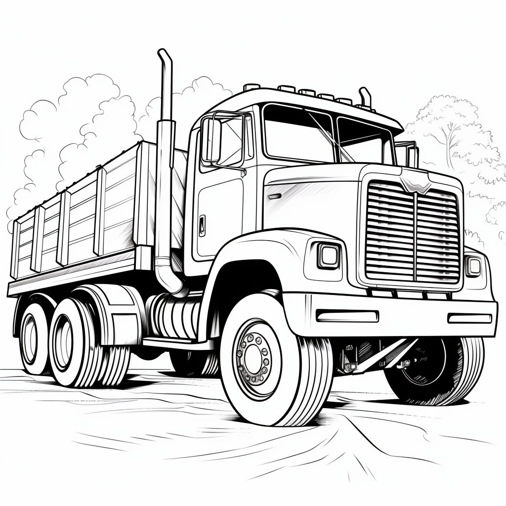 Truck Coloring Book: 25 Grayscale Pages for Kids & Adults (PDF ...