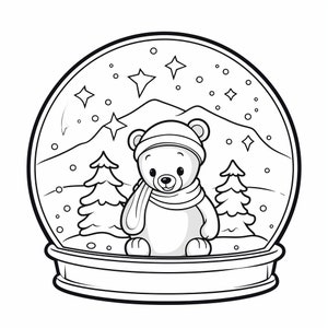18 Snow Globe Coloring Book Pages, Coloring Pages for Kids and Adults ...