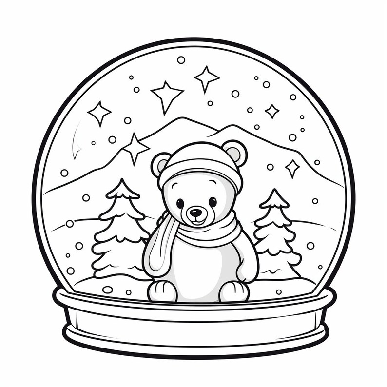 18 Snow Globe Coloring Book Pages, Coloring Pages for Kids and Adults ...