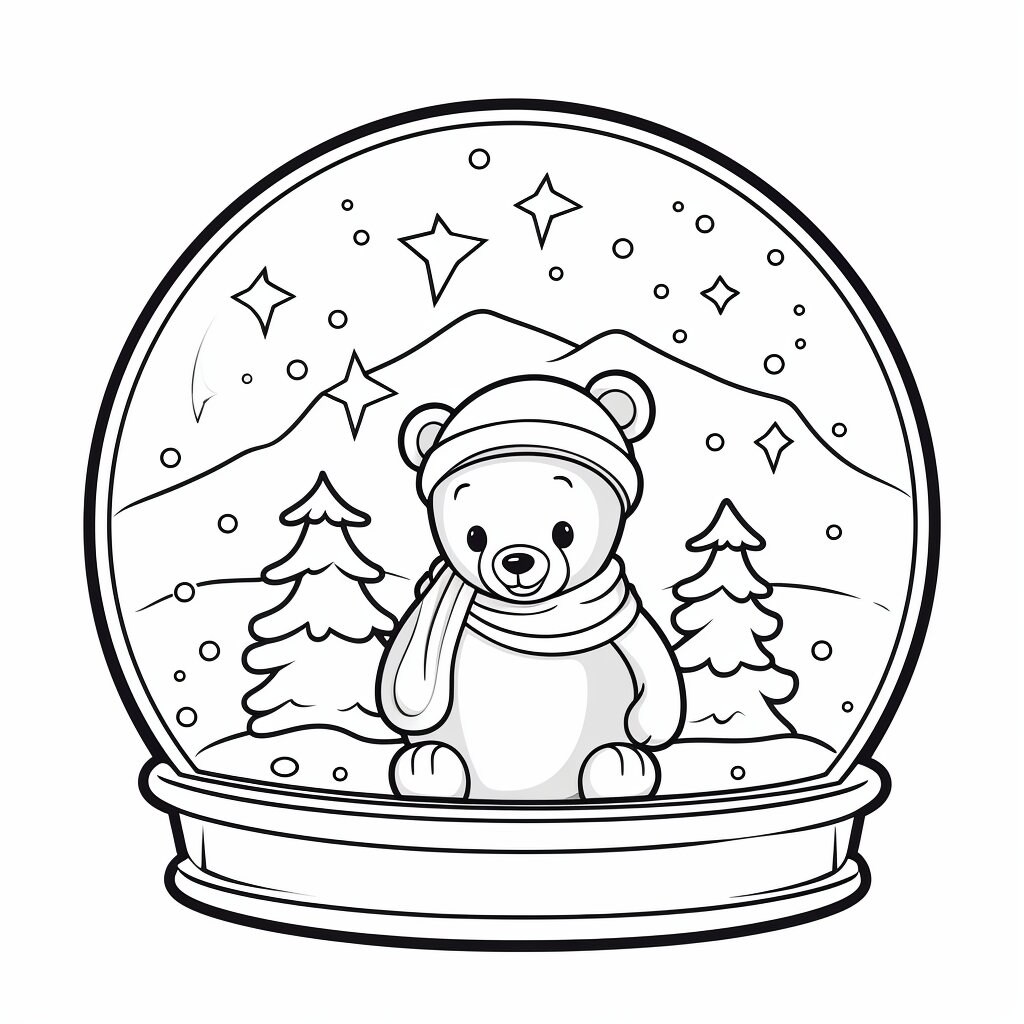 18 Snow Globe Coloring Book Pages, Coloring Pages for Kids and Adults ...
