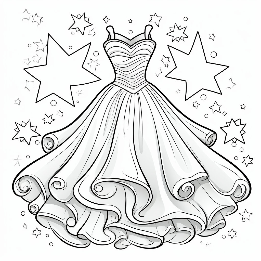 Pretty Dresses Coloring Book: 30 Grayscale Pages (PDF Printable) - Etsy
