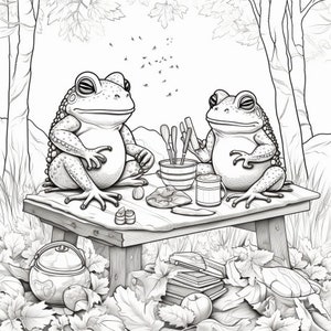 Friendly Frog Coloring Book: 20 Grayscale Pages (PDF Printable) - Etsy