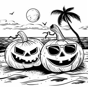 20 Summerween Coloring Book Pages, Halloween Coloring Pages for Kids ...