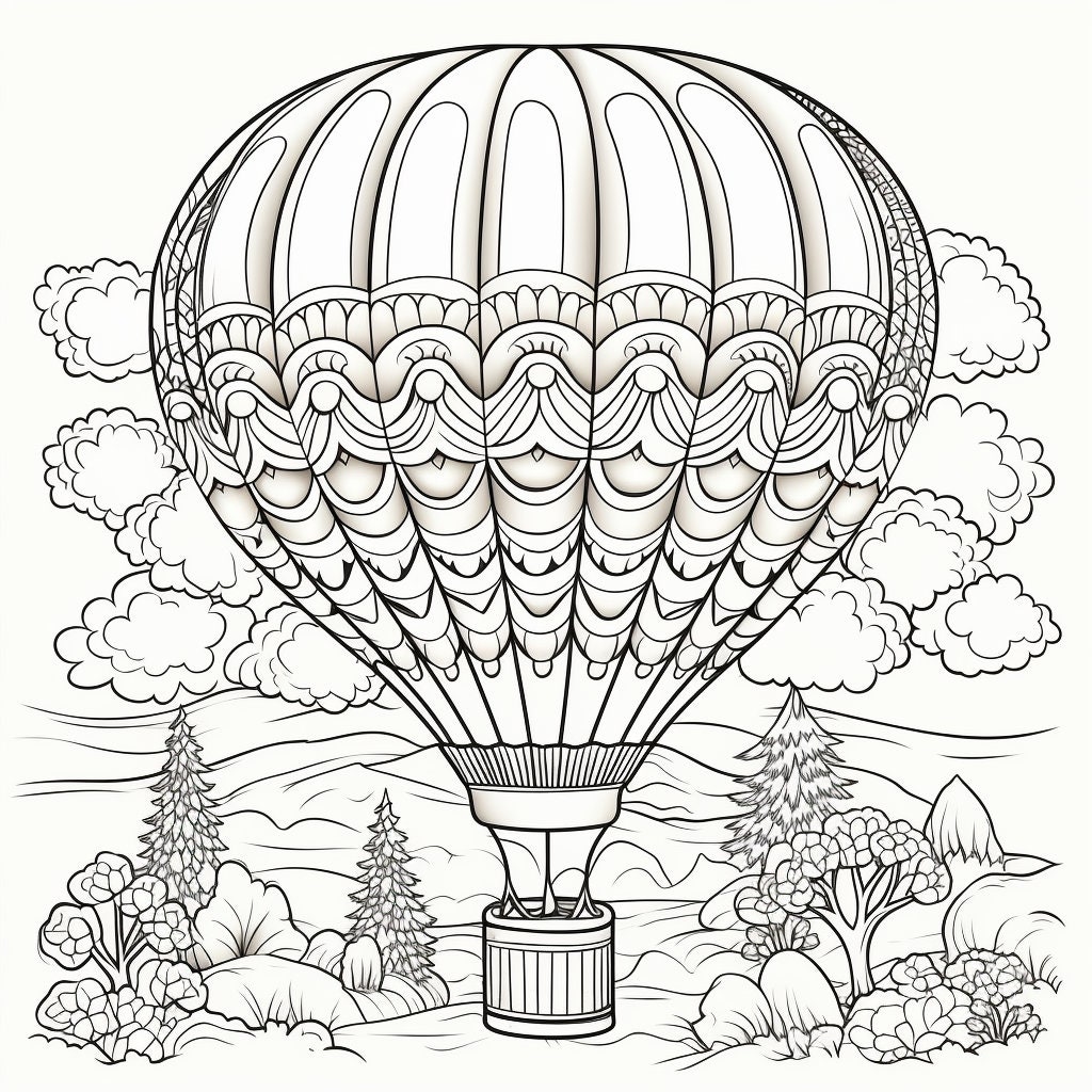 30 Hot Air Balloon Coloring Book Pages, Coloring Pages for Kids and ...