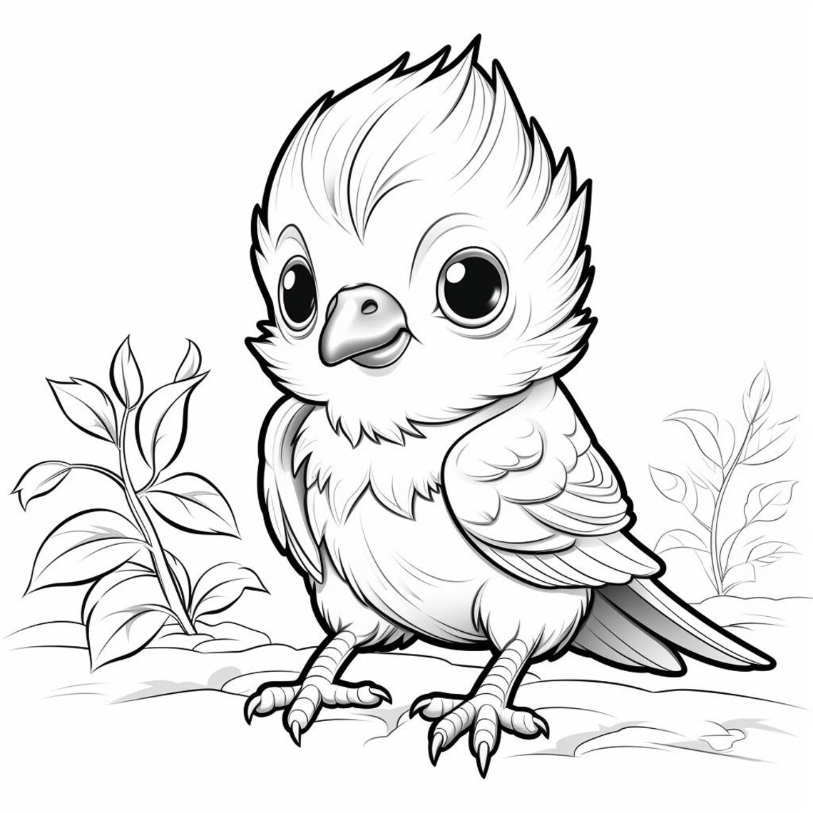 20 Baby Birds Coloring Book Pages, Coloring Pages for Kids and Adults, Grayscale, PDF Printable ...