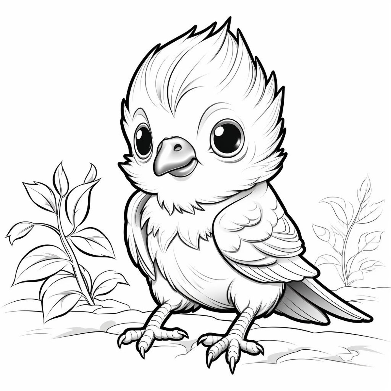 20 Baby Birds Coloring Book Pages, Coloring Pages for Kids and Adults, Grayscale, PDF Printable ...