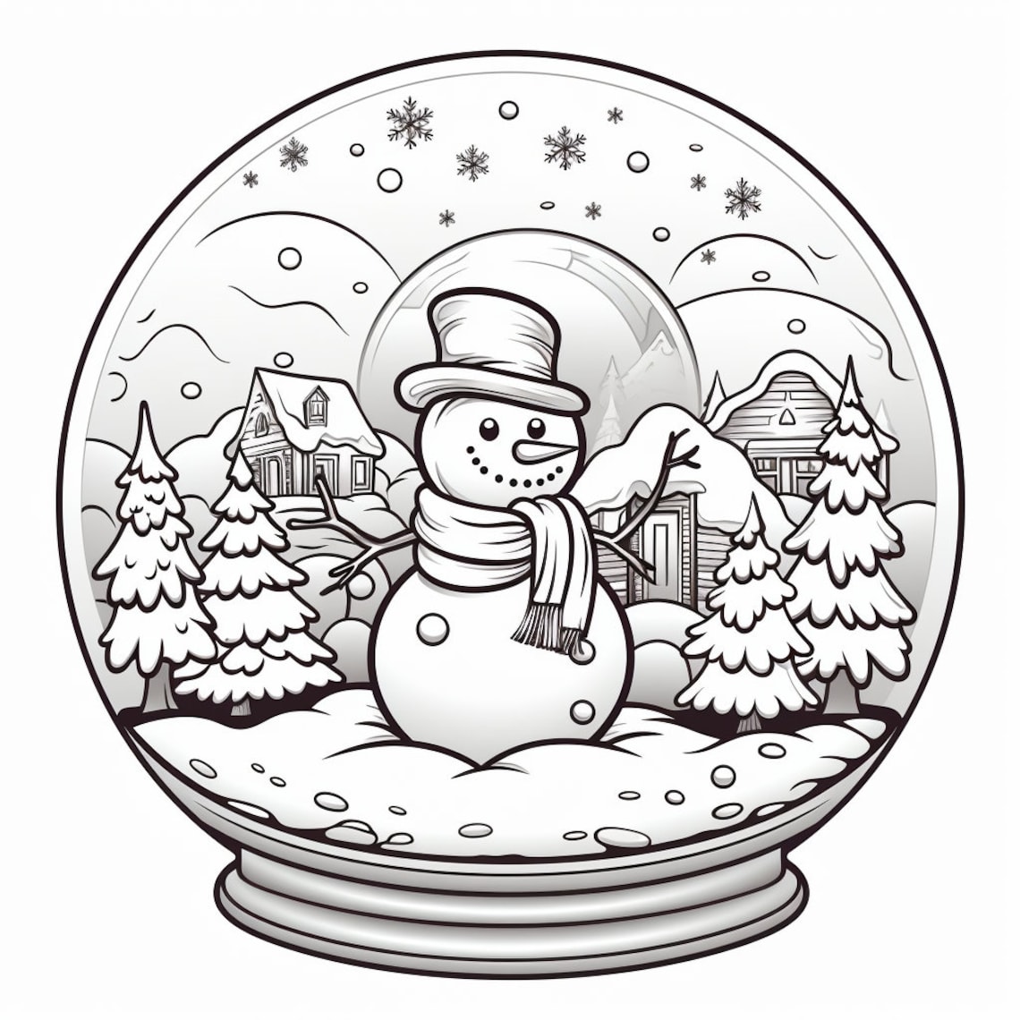 18 Snow Globe Coloring Book Pages, Coloring Pages for Kids and Adults ...