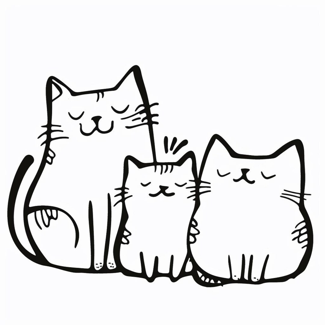 Chunky Cats Coloring Book: 20 Grayscale Pages (PDF Printable) - Etsy