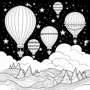 30 Hot Air Balloon Coloring Book Pages, Coloring Pages for Kids and ...