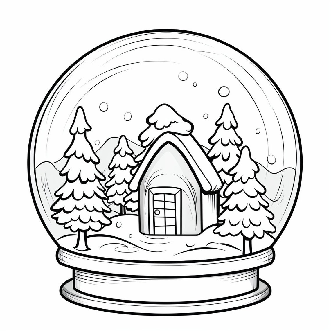 18 Snow Globe Coloring Book Pages, Coloring Pages for Kids and Adults ...