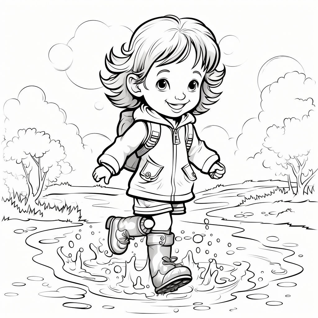 Rainy Day Coloring Book: 20 Grayscale Pages for Kids & Adults (PDF ...