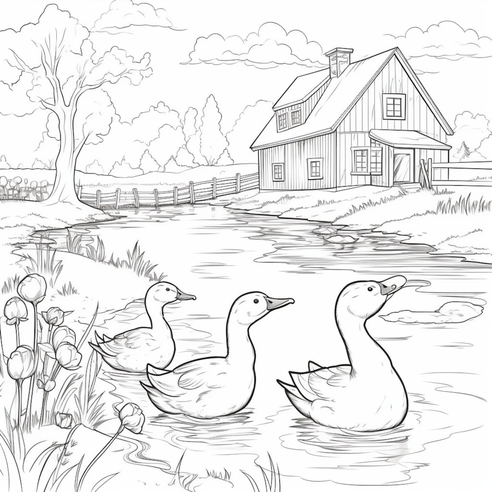 20 Farm Animals Coloring Book Pages, Coloring Pages for Kids and Adults ...