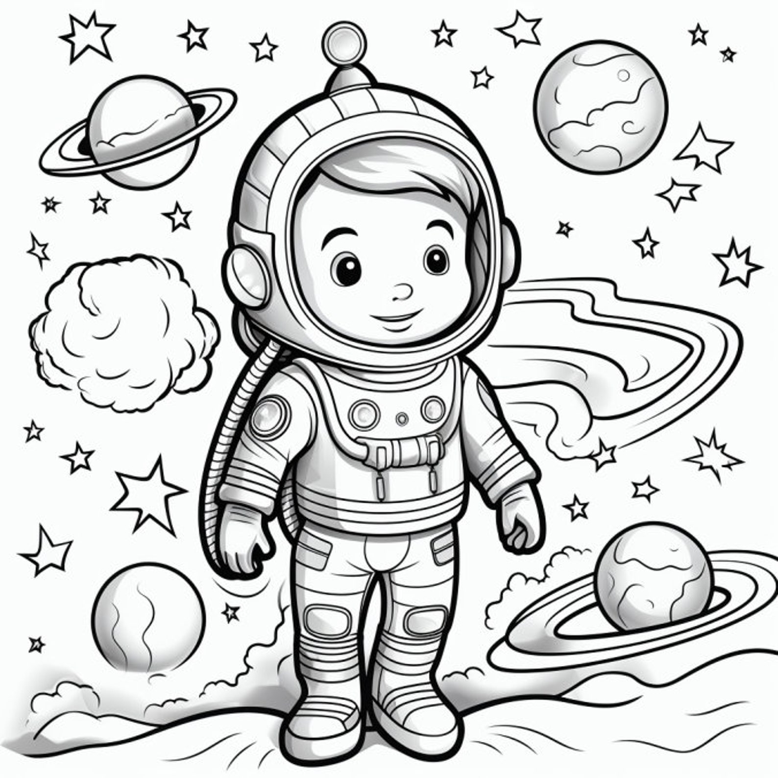 24 Space Planets Coloring Pages: Grayscale for Kids & Adults (PDF ...