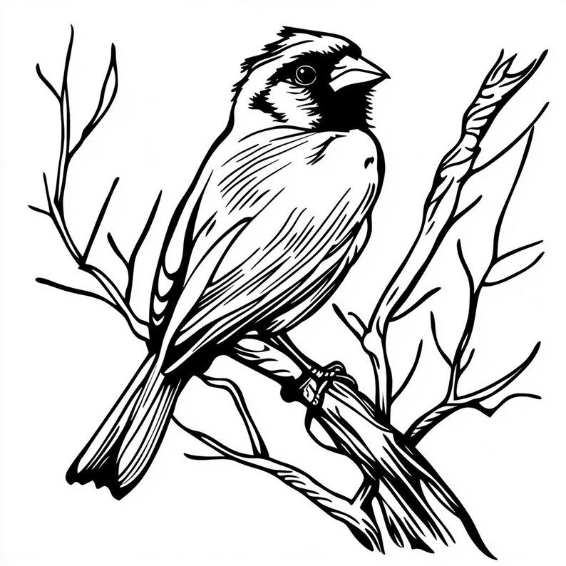 Bird Coloring Book: 20 Grayscale Pages for Kids & Adults (PDF Printable ...