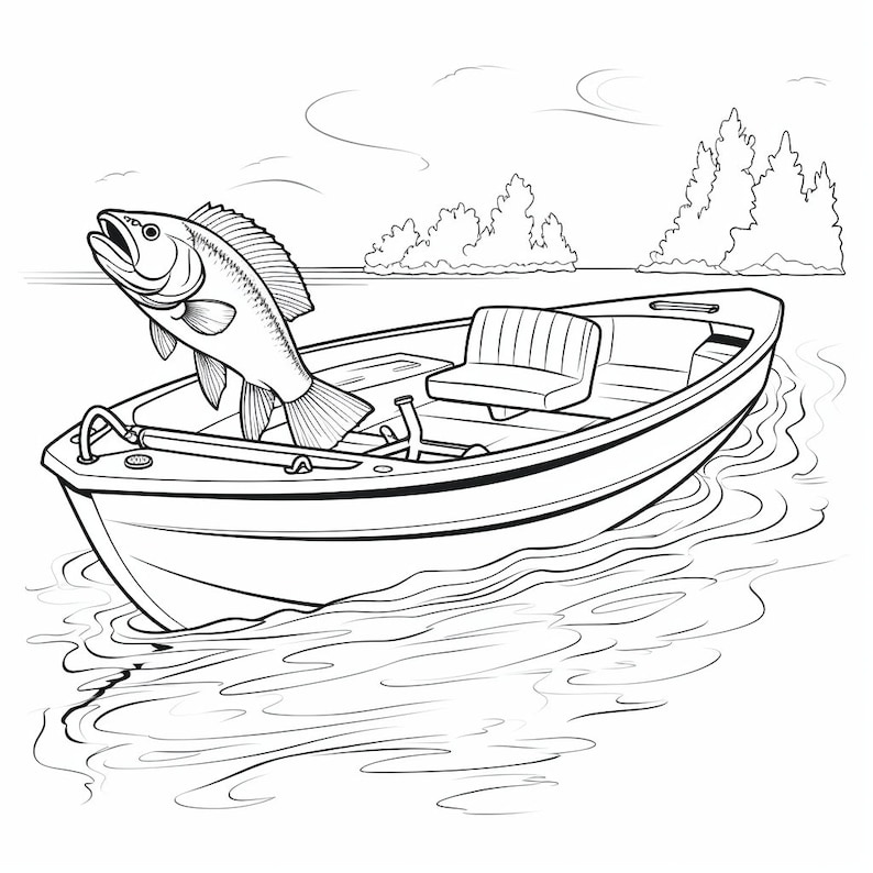 Boat Coloring Book: 30 Grayscale Pages for Kids & Adults (PDF Printable ...