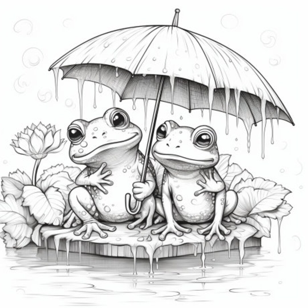 Friendly Frog Coloring Book: 20 Grayscale Pages (PDF Printable) - Etsy