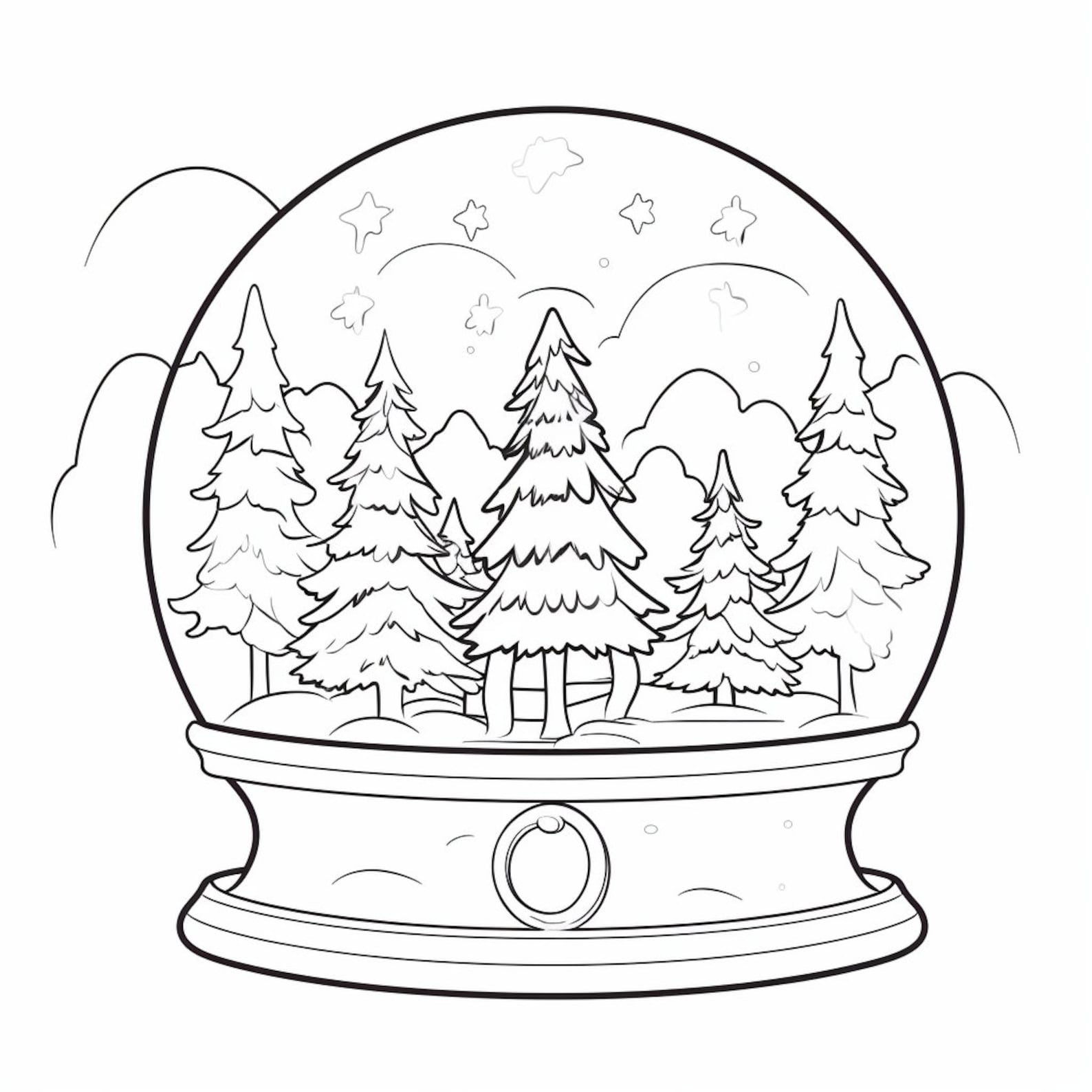 18 Snow Globe Coloring Book Pages, Coloring Pages for Kids and Adults ...