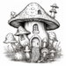 25 Mushroom House Coloring Book Pages for Kids and Adults, PDF ...