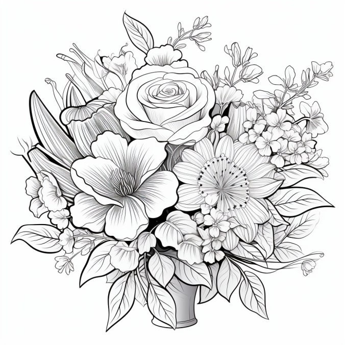 35 Flowers and Plants Coloring Book Pages, Coloring Pages for Kids and ...