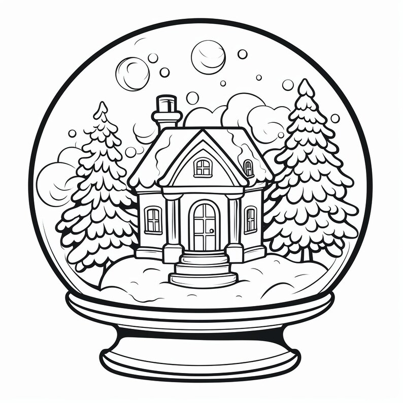 18 Snow Globe Coloring Book Pages, Coloring Pages for Kids and Adults ...