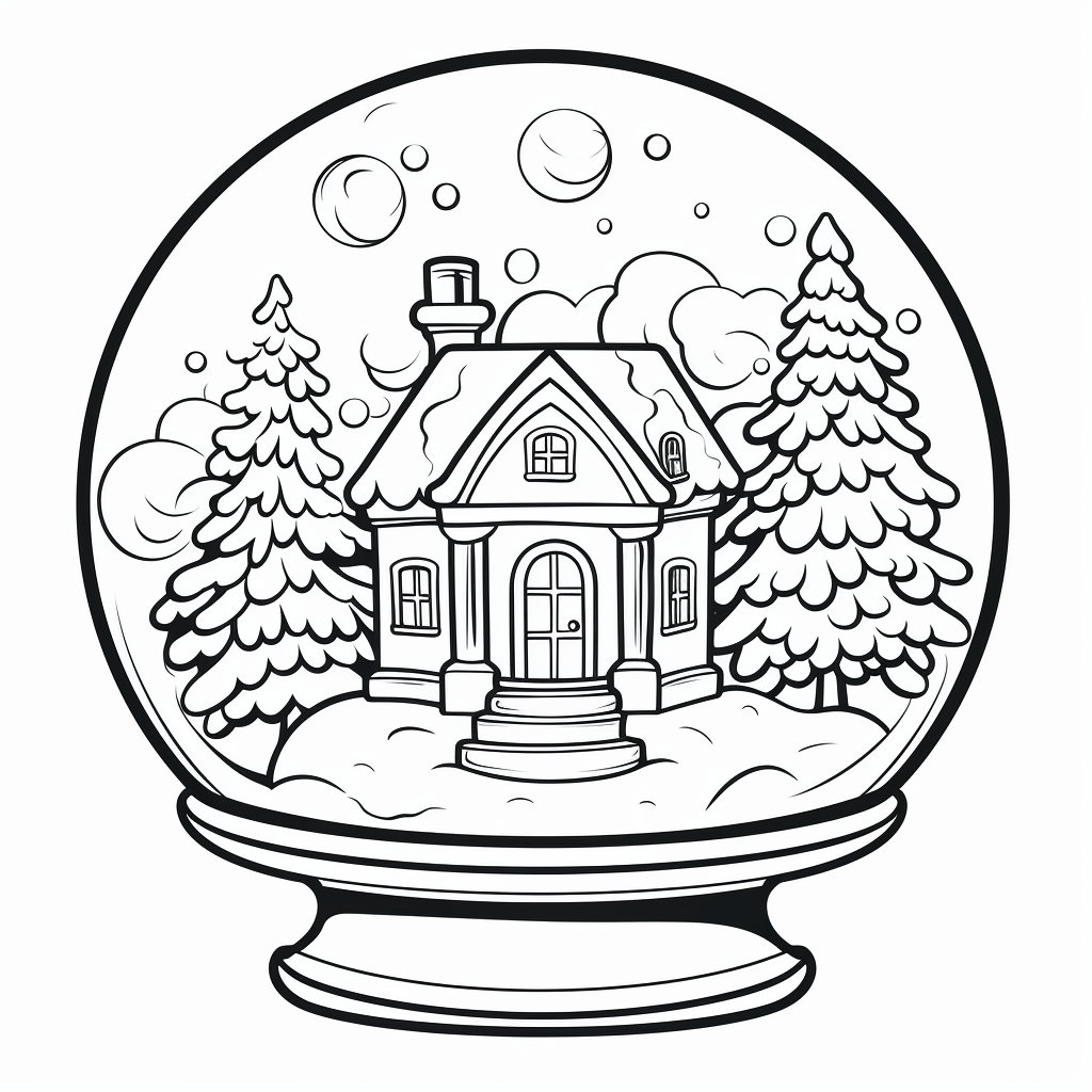 18 Snow Globe Coloring Book Pages, Coloring Pages for Kids and Adults ...
