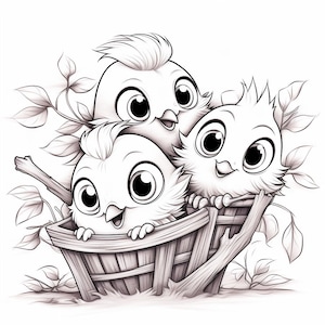 20 Baby Birds Coloring Book Pages, Coloring Pages for Kids and Adults ...