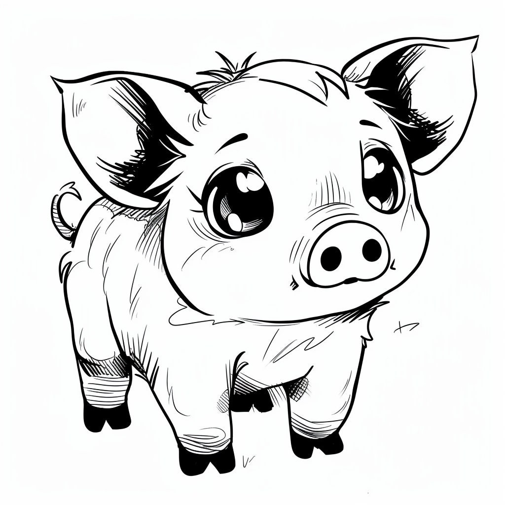 45 Chibi Animals Coloring Book Pages: Grayscale Printable (PDF Download ...