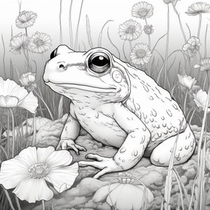 Friendly Frog Coloring Book: 20 Grayscale Pages (PDF Printable) - Etsy