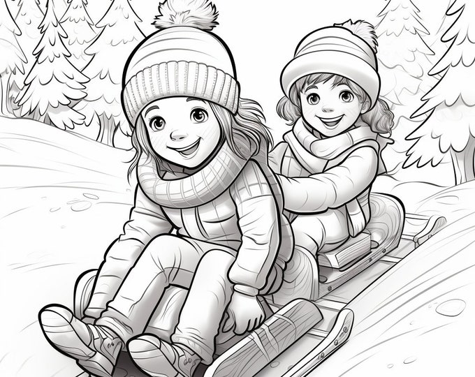Snowy Days Coloring Fun- 5 Coloring Pages - Etsy Canada