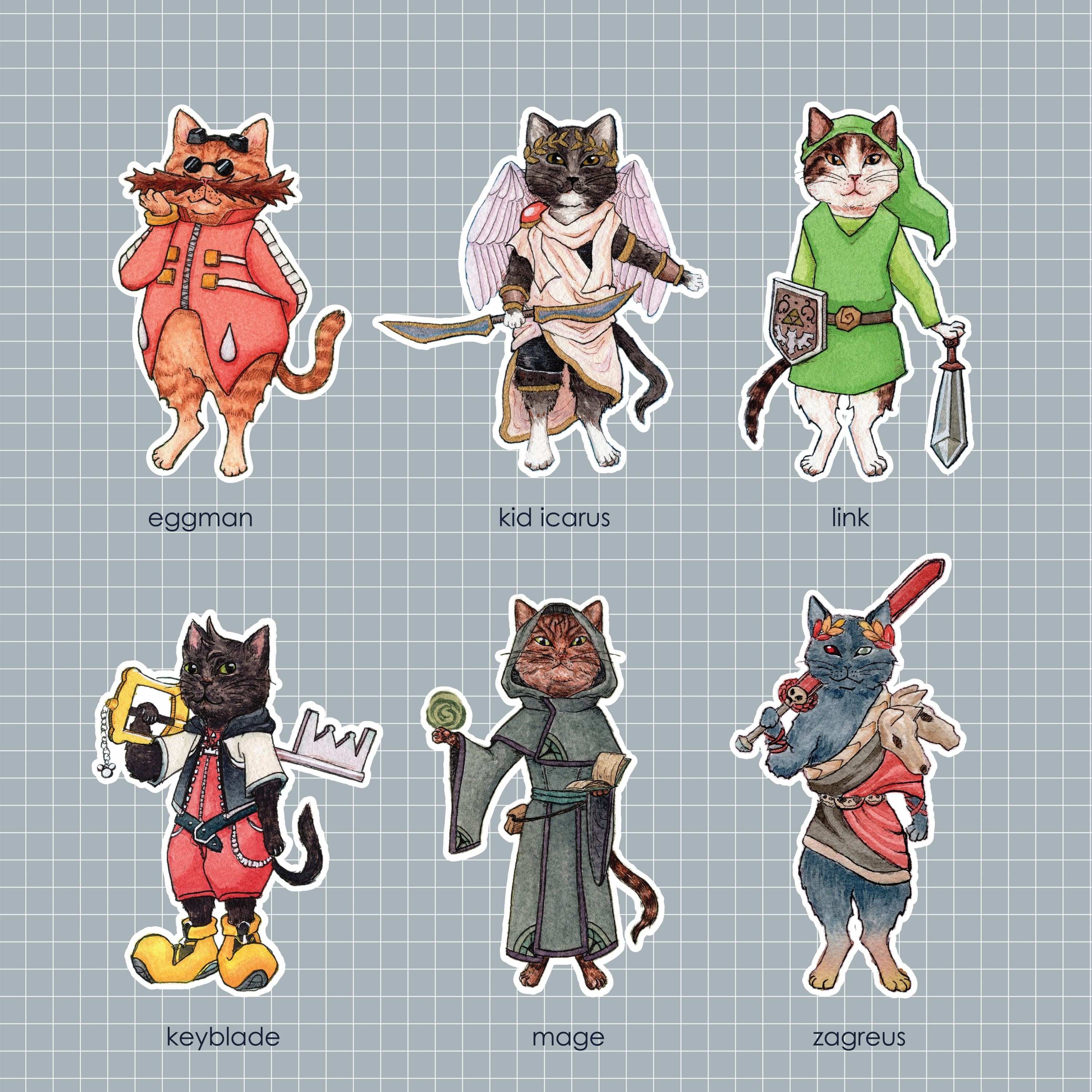 Video Game Inspired Costumed Cats Stickers - Etsy
