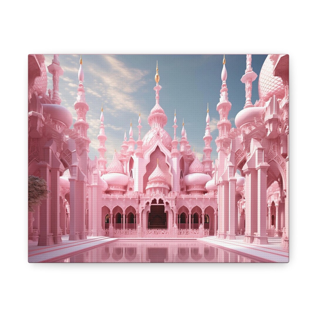 Rosy Reverence: A Majestic Mosque in Pink, Islamic Art, Muslim, Hijab ...